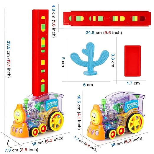 Domino Train Toy, 40 Pieces Domino Blocks Set for Kids Educational Game Play Set with Light ...